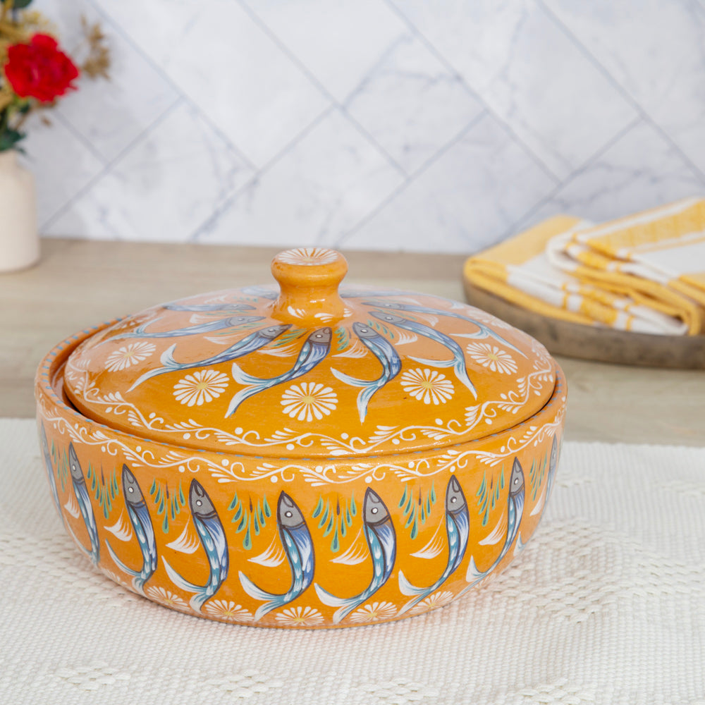 Peces de Capula Tortillero with Lid | Lolo Mexican Mercadito