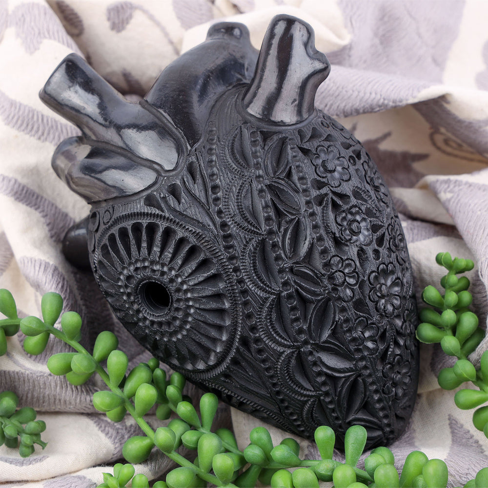 Carved Barro Negro Heart Wall Art Sculpture | Lolo Modern Mexican Mercado