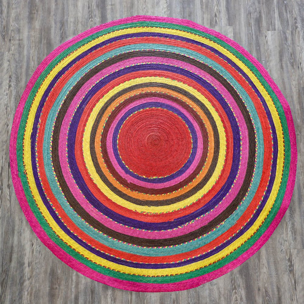 Handwoven Palm Round Area Rug | Lolo Modern Mercadito