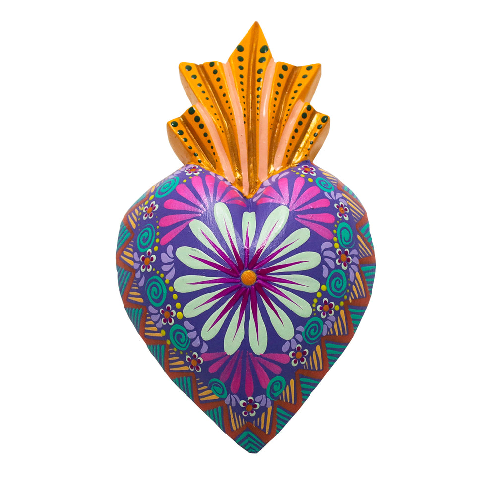 Hand Painted Colorful Wooden Heart | Lolo Mexican Mercadito
