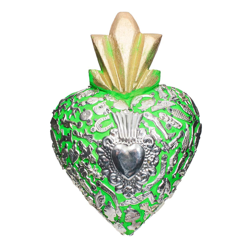 Large Wooden Milagro Heart with Milagritos | Lolo Mexican Mercadito