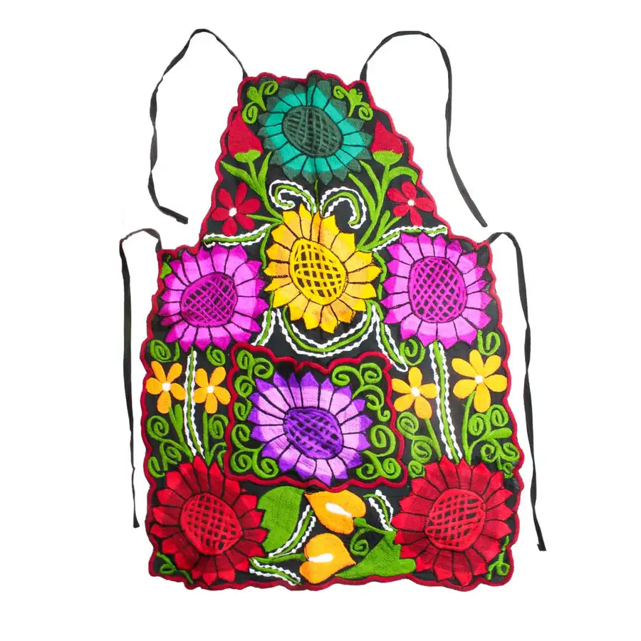 Embroidered Poinsettia Apron | Lolo Mexican Mercadito